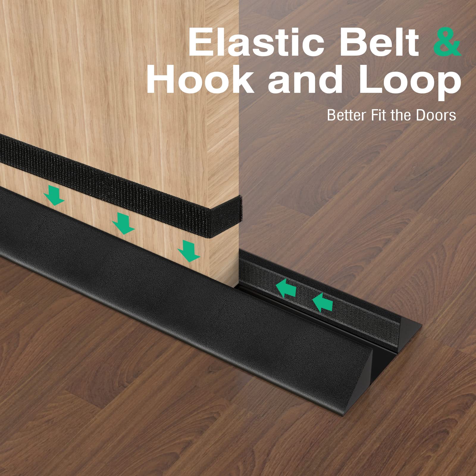 Lewondr Door Draft Stopper 36 Inch Under Door Draft Noise Blocker Waterproof Cuttable Triangle Strong Adhesive Weather Stripping Door Seal Under Door for Reduce Dust Air Door Sweep, Black
