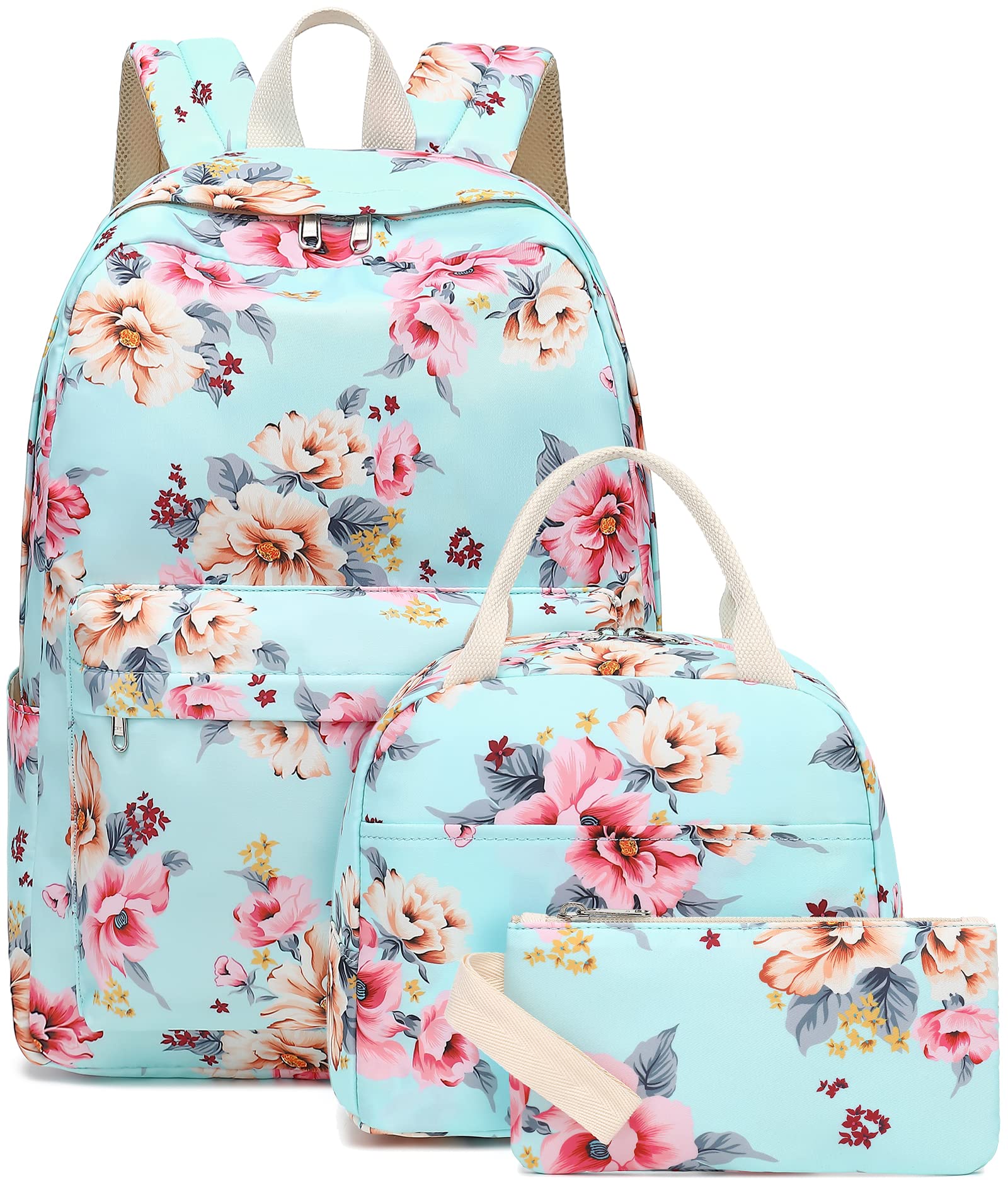 Bluboon School Backpack Set Girls Womens Laptop Bookbag Casual Daypack Fits 15 inch Laptop with Lunch Tote Bag and Pencil Bag