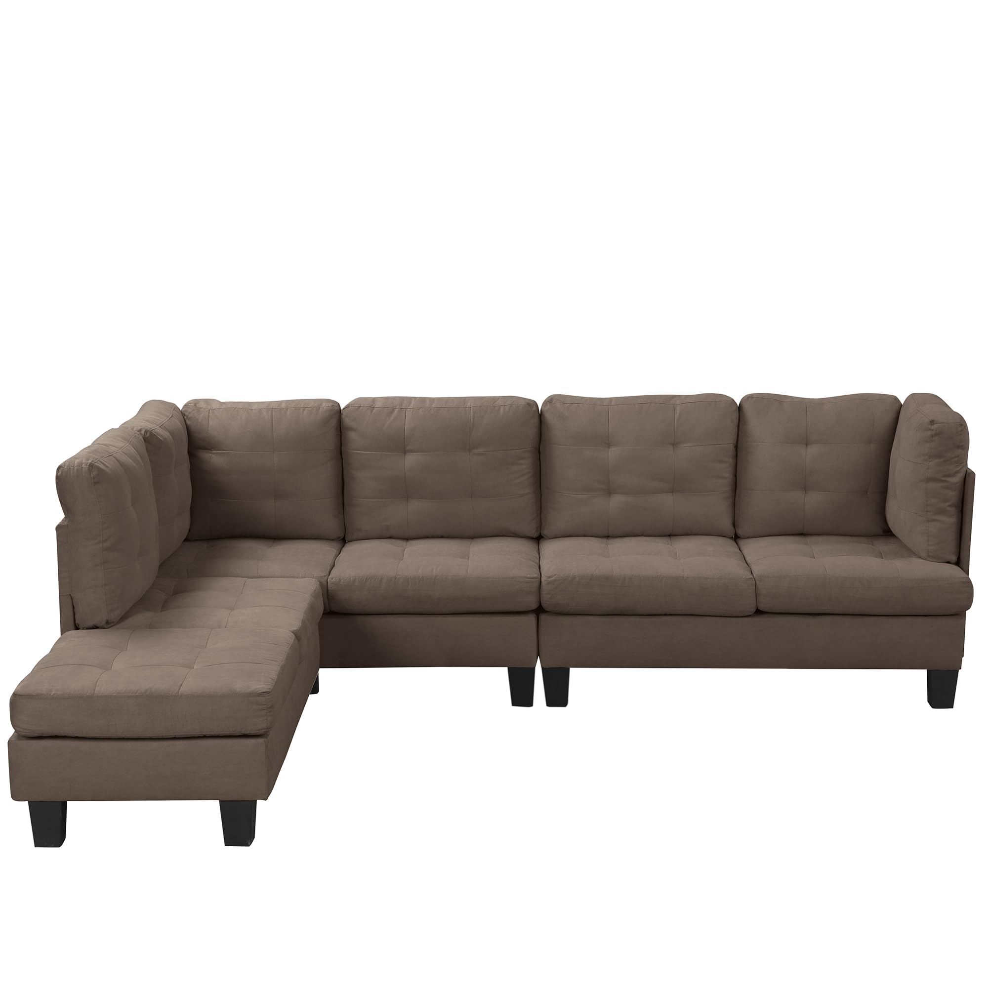 Casa Andrea Milano Modern Reversible Sectional Sofa Couch with Chaise,Brown, Large