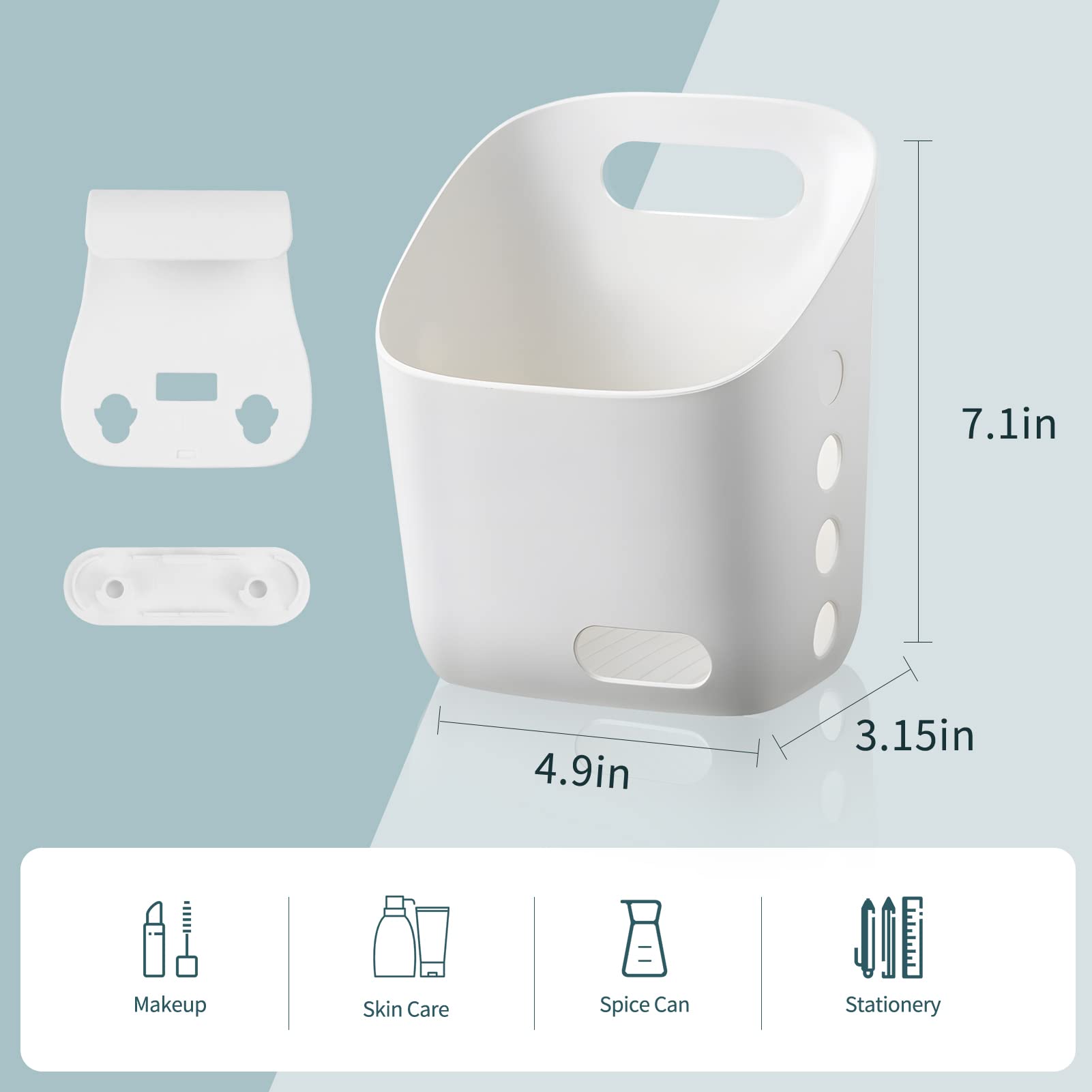 FYY Plastic Hanging Basket for Storage 3 Pack, Plastic Basket with Detachable Hook, Hanging Storage Containers Organizer Shelf for Office Bedroom Kitchen Bathroom White
