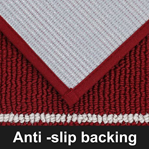 COSY HOMEER Thick 48x20 Inch/30X20 Inch Kitchen Rug Mats Made of 100% Polypropylene 2 Pieces Soft Kitchen Mat Specialized in Anti Slippery and Machine Washable (Red)