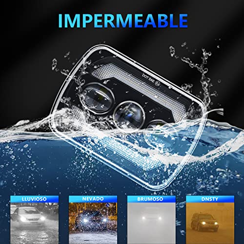 7x6 5x7 LED Headlights,120W Rectangular Headlight with w/DRL Turn Signal Hi/Low Sealed Beam H6054,Headlamps Compatible with Jeep Cherokee XJ Wrangler YJ Ford Chevy GMC Toyota Nissan