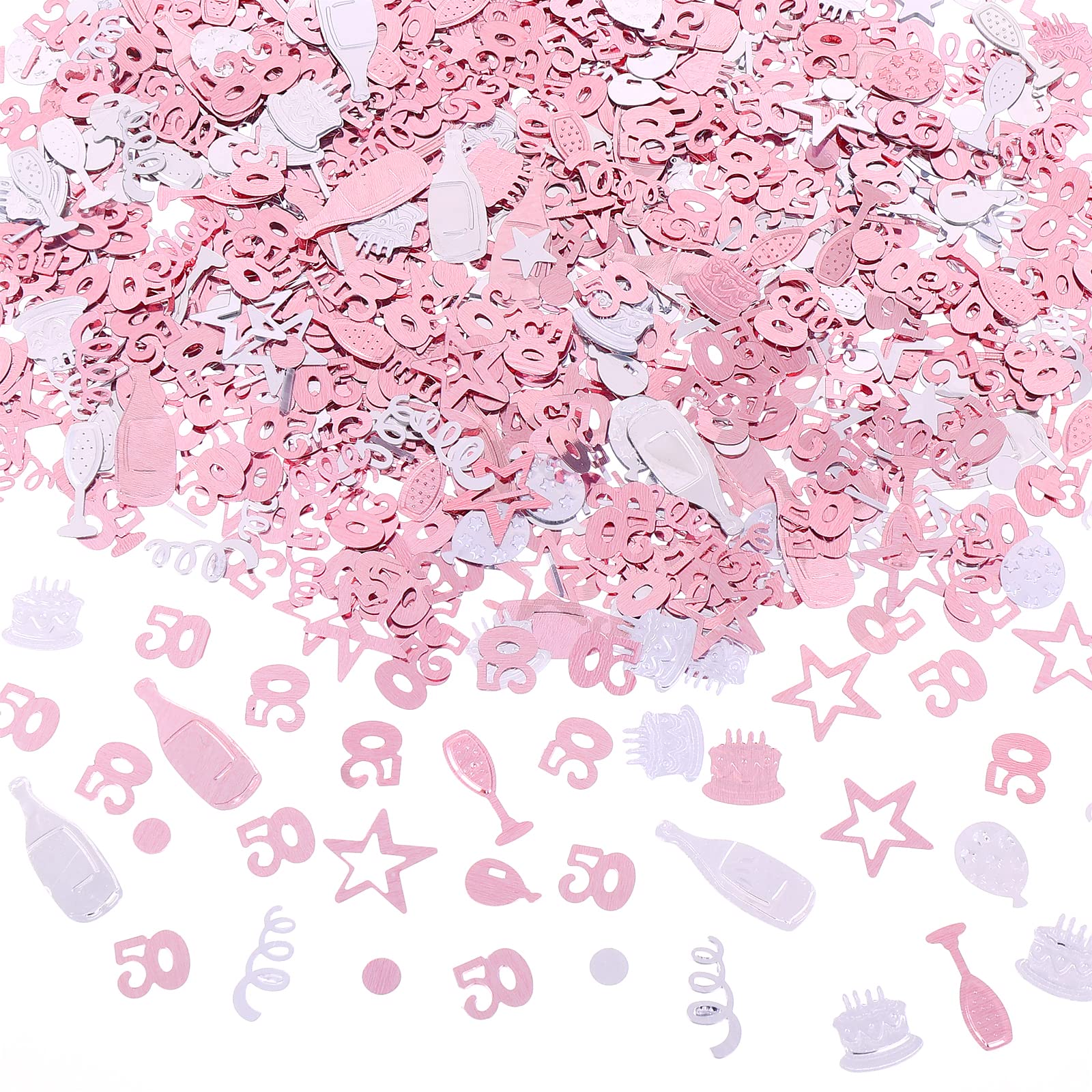 Thinp 3000 Pcs Birthday Confetti, Number 60 Happy Birthday Table Confetti Birthday Cake Confetti Pink Birthday Confetti Table Scatter Decorations for Birthday Wedding Anniversary Party Supplies (50)