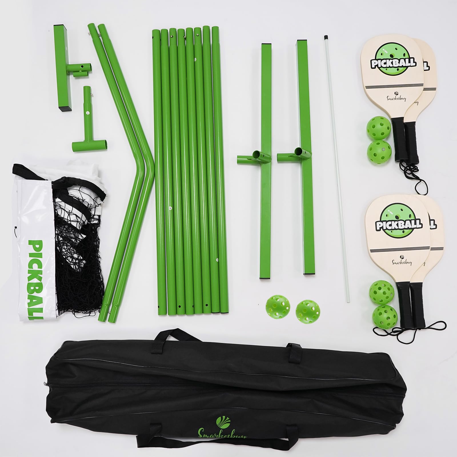 SmarketBuy Pickleball Net Set 22FT x 36inch Portable Pickleball Net System with 4 Paddles & 4 Pickleballs and Carrying Bag Suitable for Beginners and Professional Players
