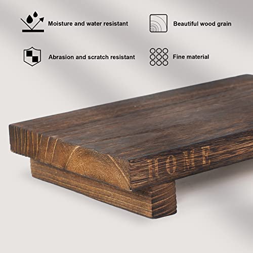 Wood Riser Tray Soap, Stand Soap Tray for Kitchen Sink, Farmhouse Wooded Tray,Rustic Bathroom Dishes for Plant Bottles Candles Display (Brown)