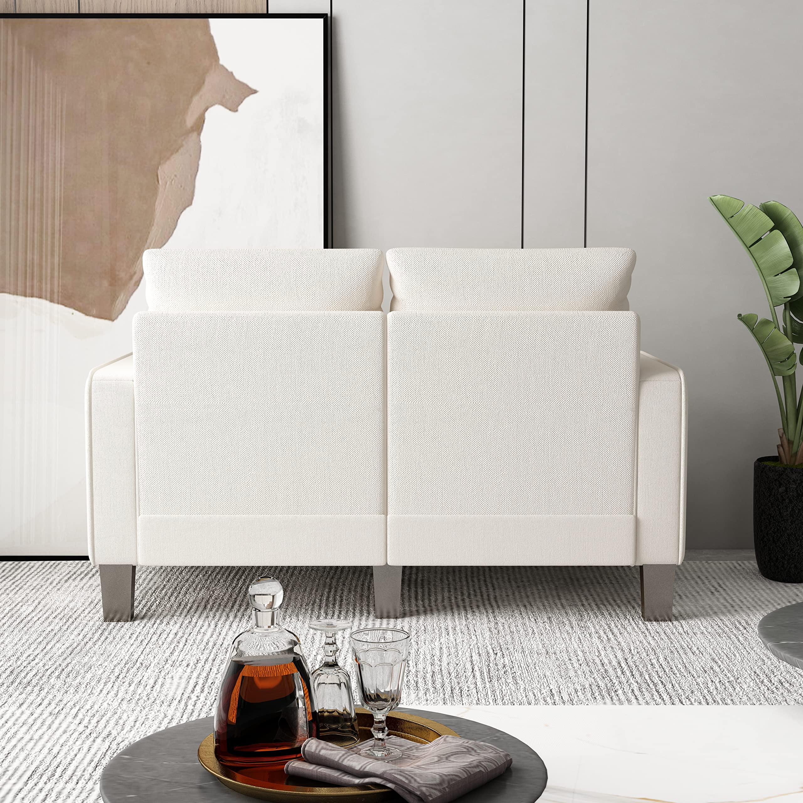 Lepfun Modern Couch 53" Loveseat Linen Fabric Tufted Love Seat Sofa for Living Room Small Apartment in Beige