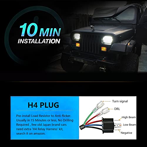 7x6 5x7 LED Headlights,120W Rectangular Headlight with w/DRL Turn Signal Hi/Low Sealed Beam H6054,Headlamps Compatible with Jeep Cherokee XJ Wrangler YJ Ford Chevy GMC Toyota Nissan