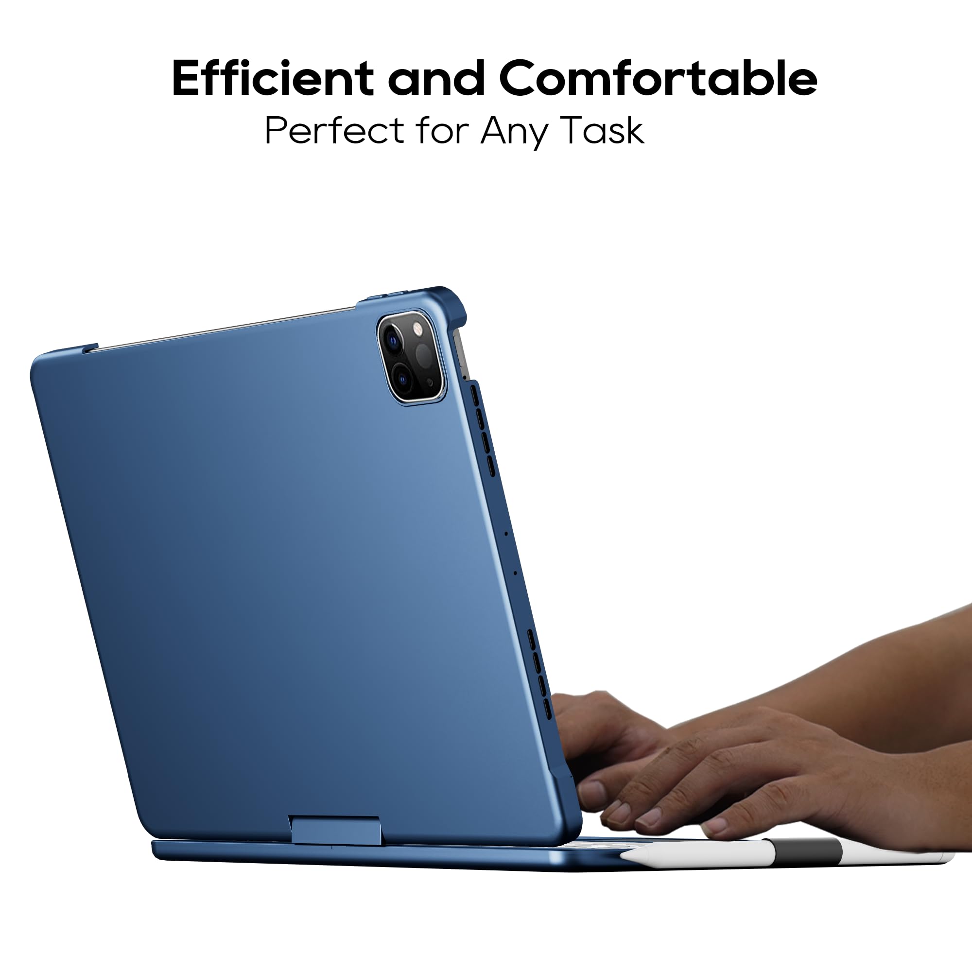 edaiser Swivel Keyboard Case for Apple iPad Air 11 inch (M3-M2) 2025 & iPad Air 5th 4th Gen& iPad Pro 11-inch (4th-1st); Rotatable Cover with Pencil Holder, Trackpad, Backlit, Metallic Blue