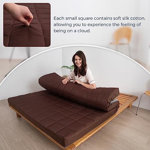 MAXYOYO Floor Mattress Japanese Futon Mattress, Full Thicken Sleeping Pad for Floor Folding Mattress Tatami Mat Camping Mattress with Removable Cover