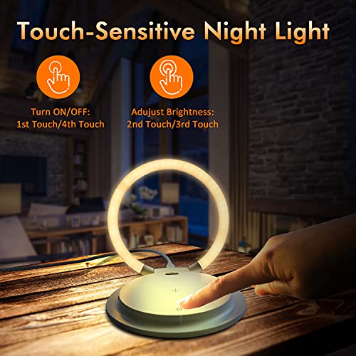 LED Desk Lamp with Wireless Charger,Bedside Lamp with Wireless Charger Compatible with Most Wireless Charging Enabled Devices(White)