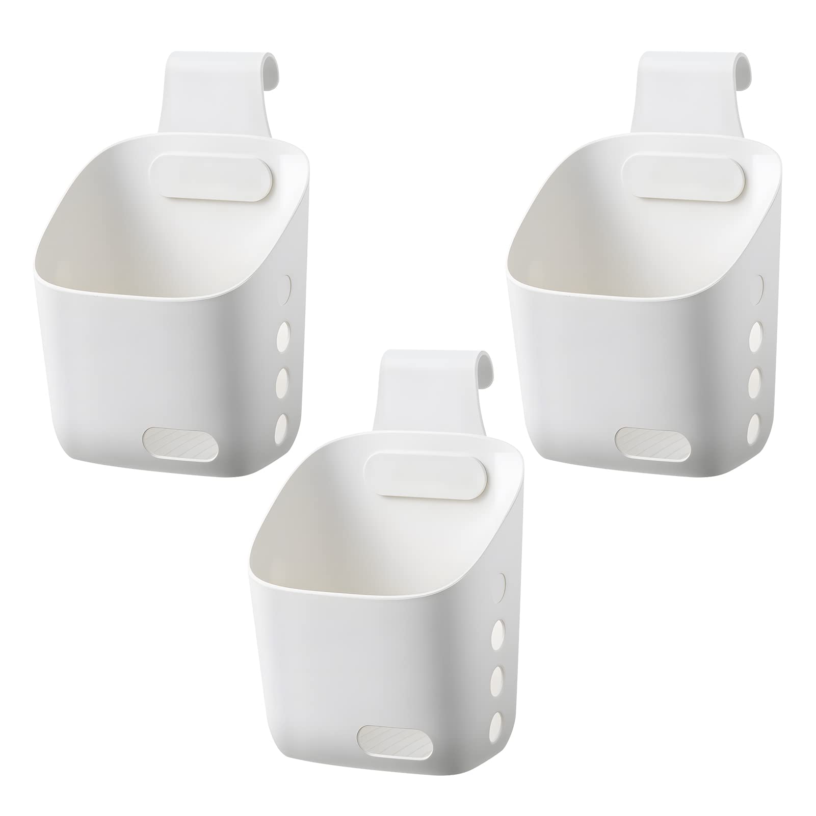 FYY Plastic Hanging Basket for Storage 3 Pack, Plastic Basket with Detachable Hook, Hanging Storage Containers Organizer Shelf for Office Bedroom Kitchen Bathroom White