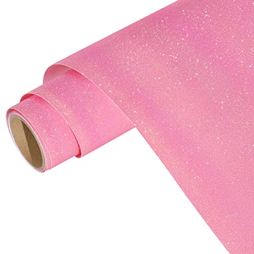 Gatichetta Glitter Self Adhesive Vinyl 12" x 6ft Craft Permanent Sparkle Shimmer Vinyl Roll for Indoor & Outdoor Decal, Signs, Stickers, Compatible with Most Craft Cutters,Pink