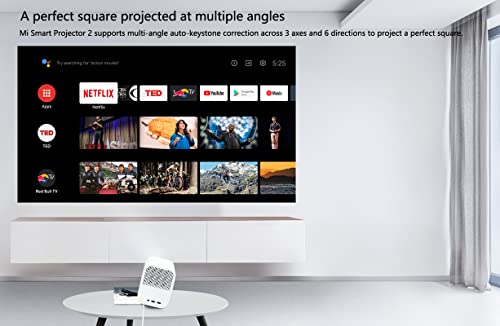 Xiaomi Mi Smart Home Compact Projector, Android TV Compatible with Remote Control, Screen Size 60"-120", 1080P Full HD, HDR10 Decoding, 500 ANSI Lumen, with Dolby Audio Decoding