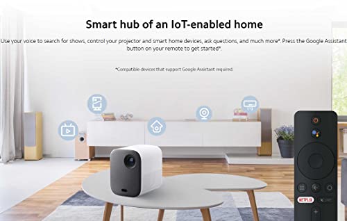Xiaomi Mi Smart Home Compact Projector, Android TV Compatible with Remote Control, Screen Size 60"-120", 1080P Full HD, HDR10 Decoding, 500 ANSI Lumen, with Dolby Audio Decoding