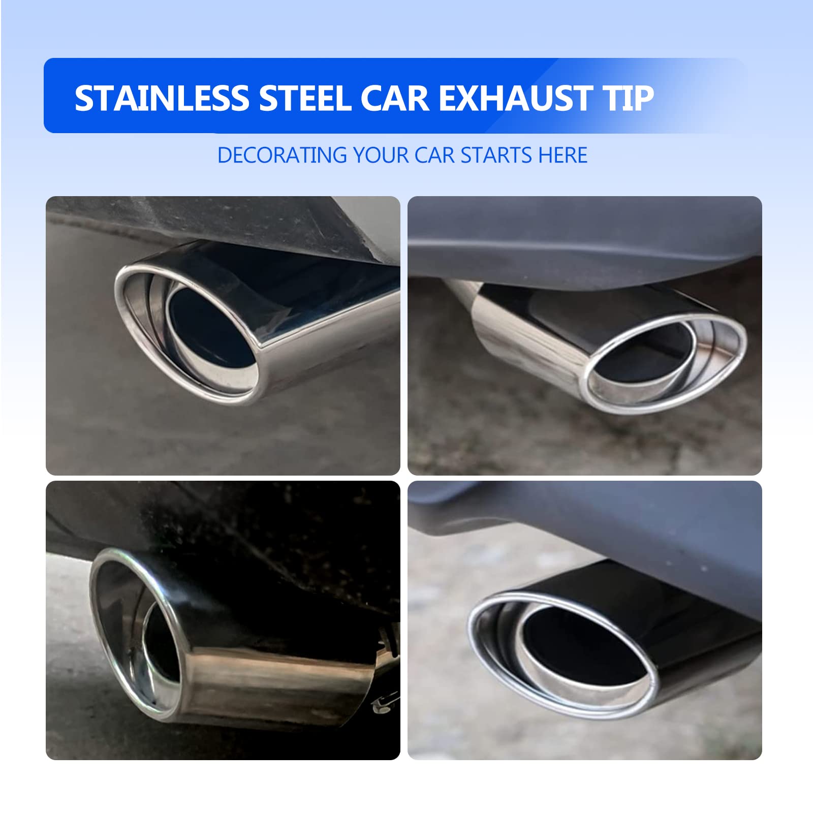 Miytsya 1 PC Car Exhaust Tip, 2.48" Inlet 3.34" Outlet 5.5" Overall Length Stainless Steel Exhaust Tips, Universal Chrome Polished Tailpipe Tip, Muffler Tip Pipes, Bolt On Design (Silver/Bending)