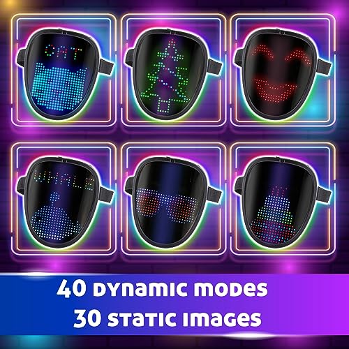 BLINWORLD LED Mask for kids - Gesture Sensing Transforming Light Up Face Mask for Halloween Birthday, and Masquerade Party - Mask Flashes (Mask flashes 01)