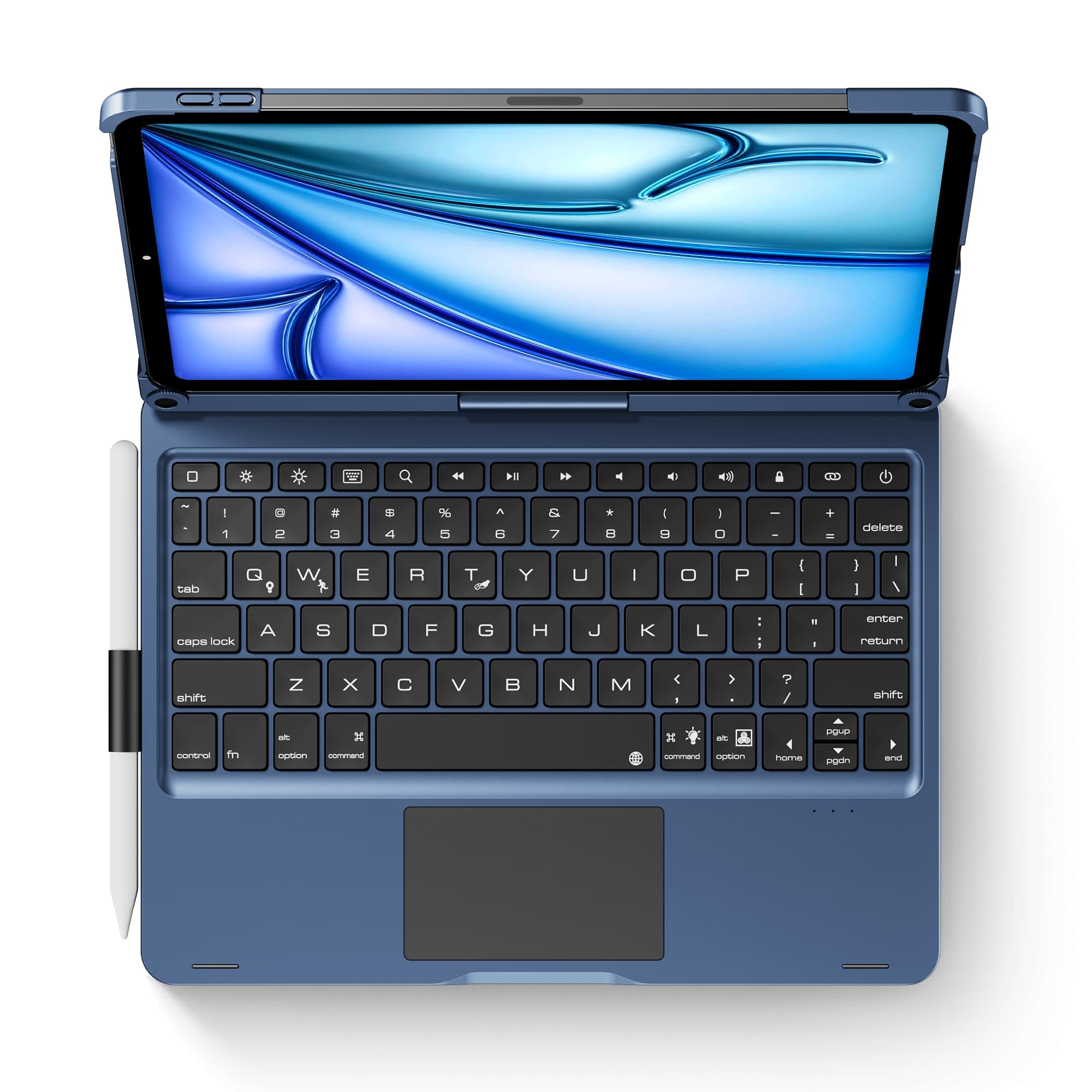 edaiser Swivel Keyboard Case for Apple iPad Air 11 inch (M3-M2) 2025 & iPad Air 5th 4th Gen& iPad Pro 11-inch (4th-1st); Rotatable Cover with Pencil Holder, Trackpad, Backlit, Metallic Blue