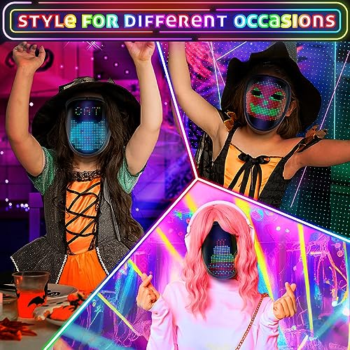 BLINWORLD LED Mask for kids - Gesture Sensing Transforming Light Up Face Mask for Halloween Birthday, and Masquerade Party - Mask Flashes (Mask flashes 01)