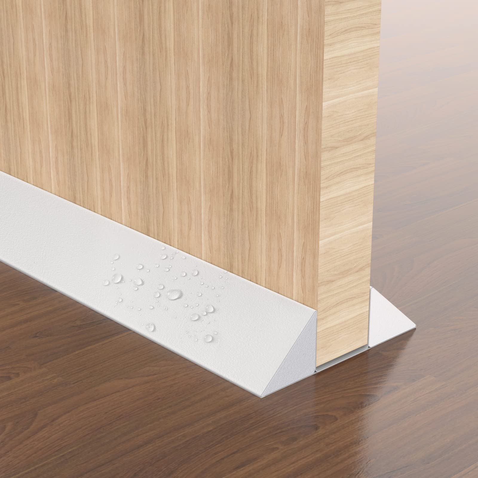 Lewondr Door Draft Stopper 36 Inch Under Door Draft Noise Blocker Waterproof Cuttable Triangle Strong Adhesive Weather Stripping Door Seal Under Door for Reduce Dust Air Door Sweep, White