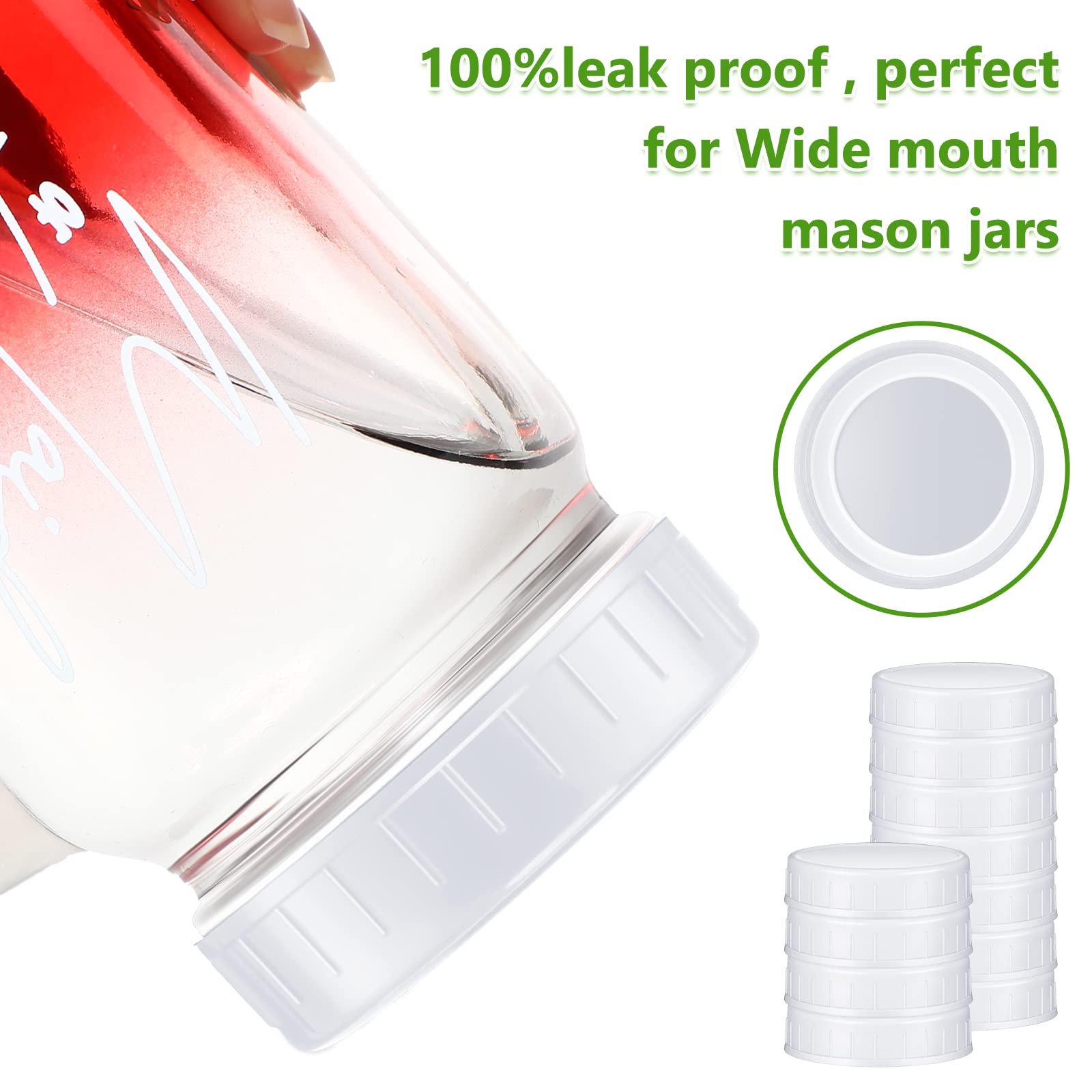 30 Pcs Mason Jar Plastic Lids Regular Mouth Plastic Storage Caps with Rubber Seal Replacement Plastic Lids for Mason Jars Canning Jars and More (70 mm, White)