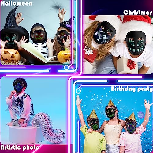BLINWORLD LED Mask for kids - Gesture Sensing Transforming Light Up Face Mask for Halloween Birthday, and Masquerade Party - Mask Flashes (Mask flashes 01)