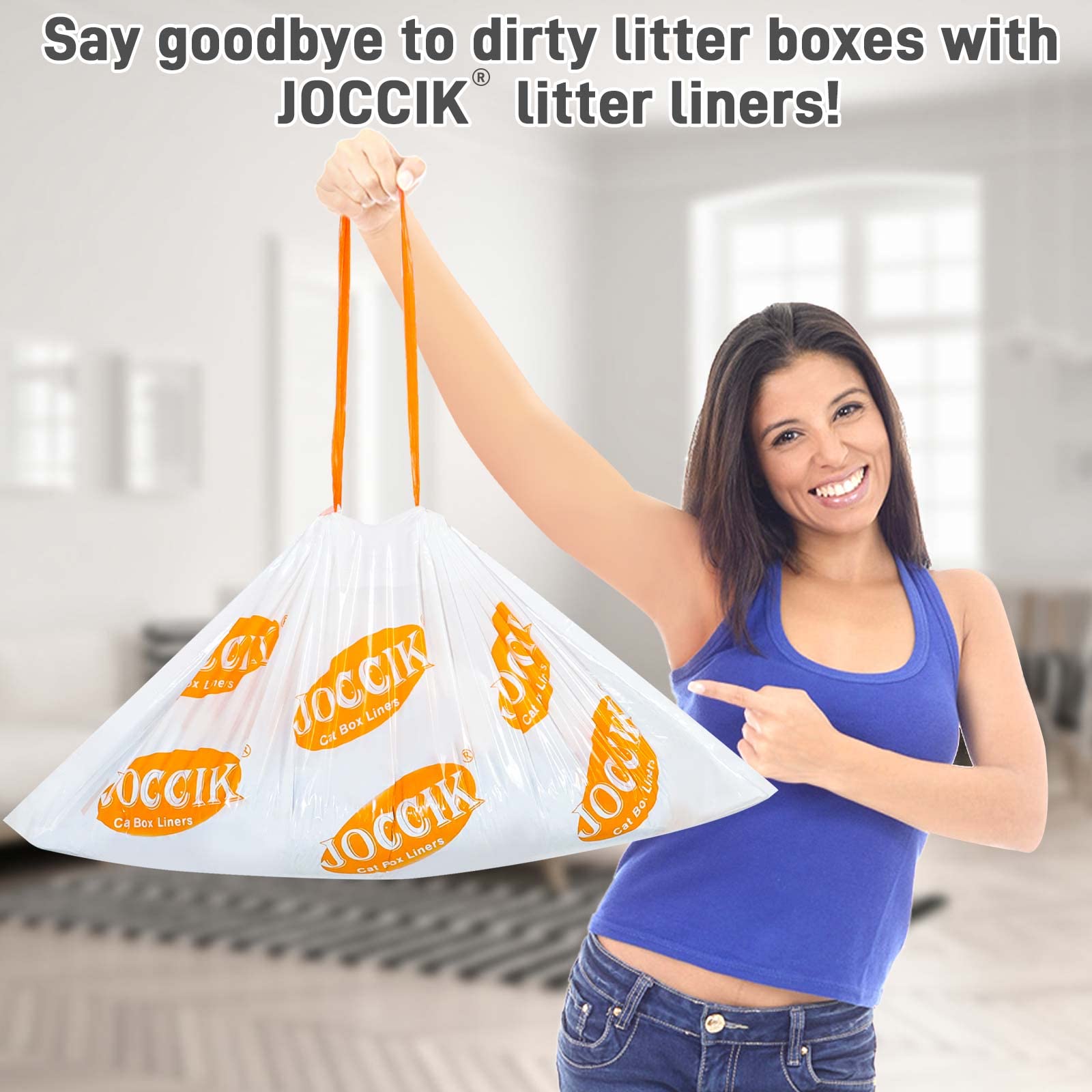 Drawstring Litter Liner Bags Compatible with Automatic Cat Litter Boxes 100 Count Tear Resistant Waste Drawer Liners