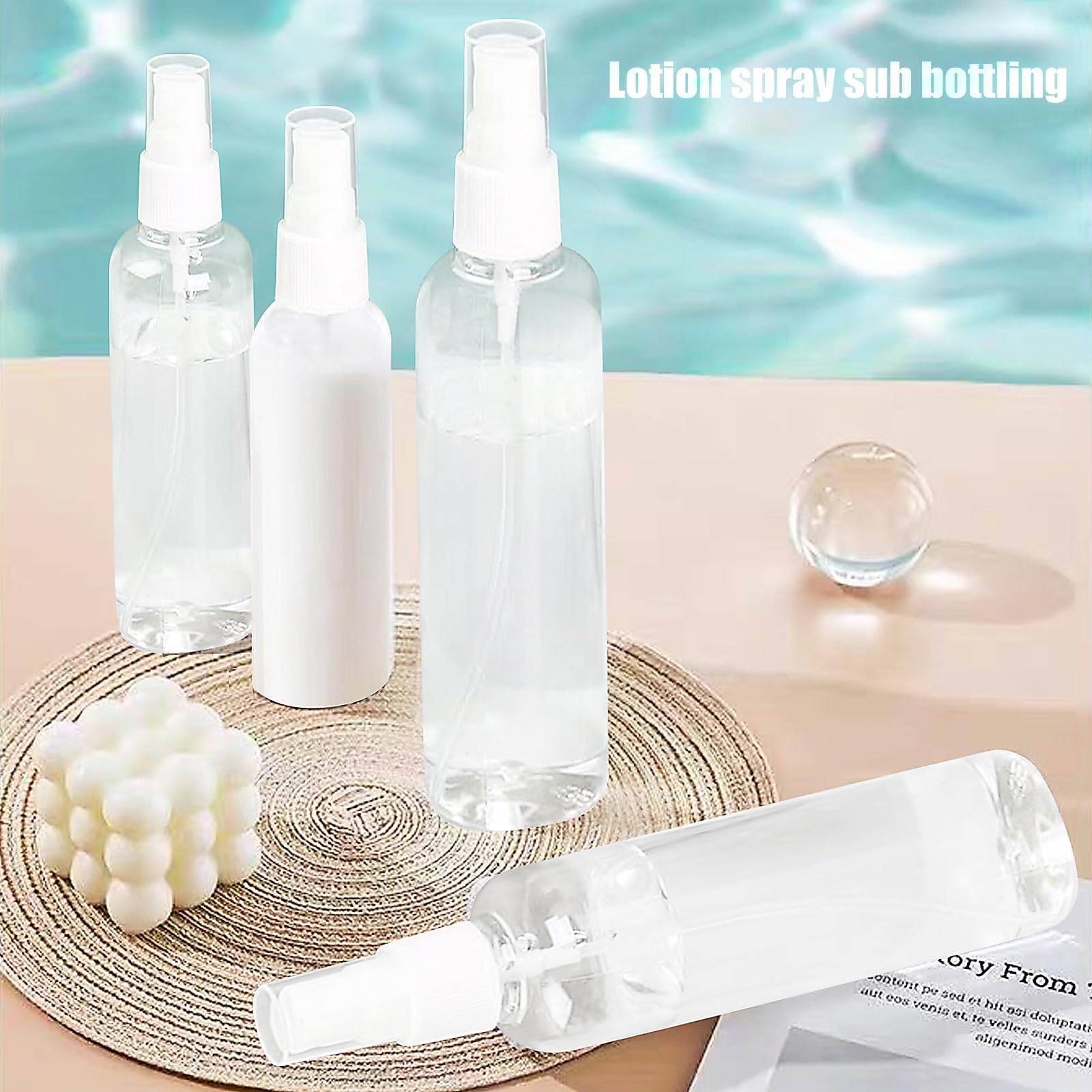 HAALII Small Spray Bottle, Spray Bottles, Clear Empty Fine Mist Plastic Mini Travel Bottle Set, Small Refillable Containers, 2 * 50ml, 2 * 100ml