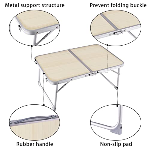 Foldable Laptop and Bed Table with Storage, Portable Mini Lap Desk for Legs, Ideal for Study, Reading, Picnic, Breakfast,and More (Wooden)