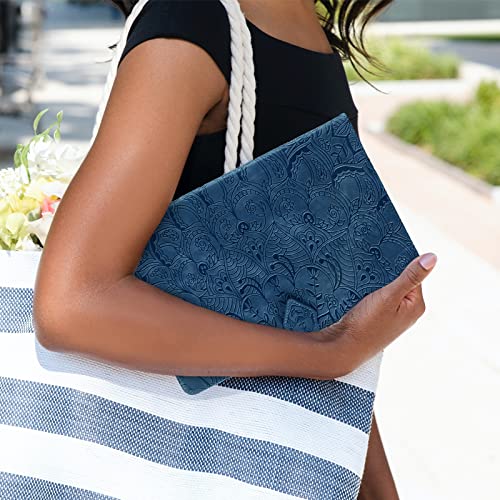 Schaflie Tab A8 2021 Case Mandala Embossed PU Leather Protective Cover Galaxy Tab A8 10.5" Magnetic Stand Tablet Case Cover for Galaxy Tab A8 10.5 Inch 2021 SM-X200 / SM-X205 - Blue