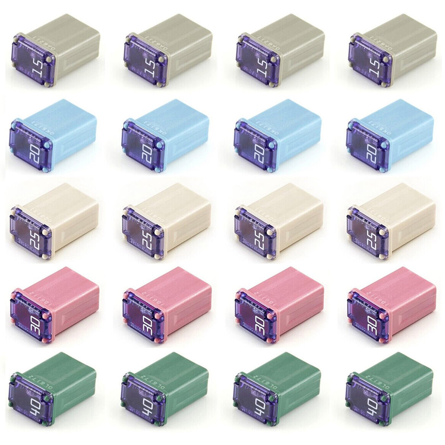 Thxsoon 20 Pack Car Micro Cartridge Fuses Kit, 32V 15amp 20amp 25amp 30amp 40amp, FMM Fuses MCASE Type,Slow Blow Fuse for Cars, Trucks, and SUV - 15A/20A/25A/30A/40A Each 4pcs, with Storage Box