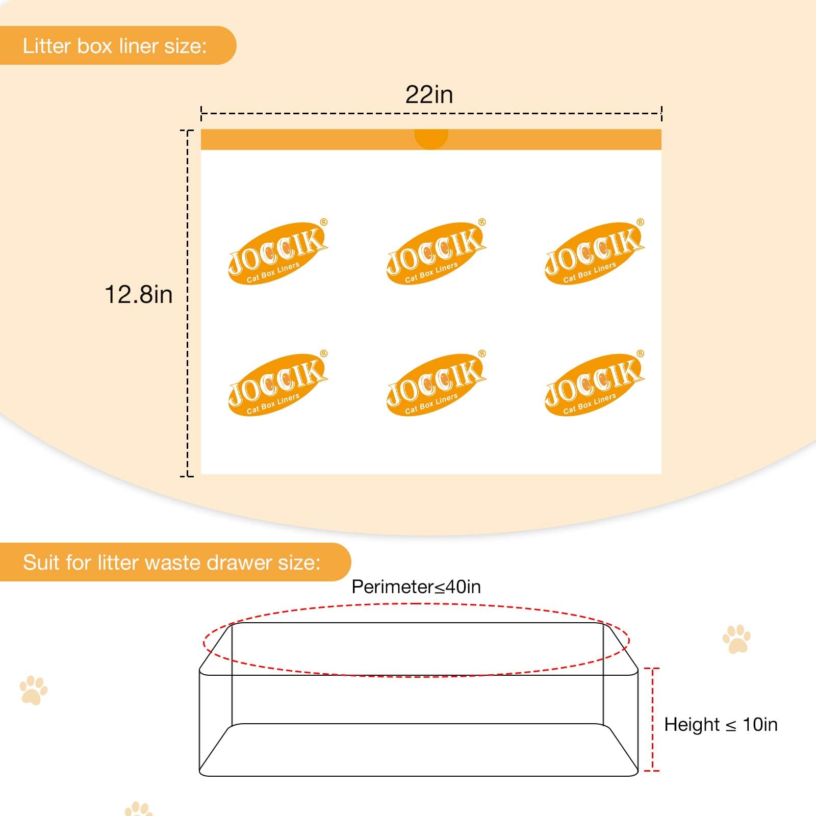 Drawstring Litter Liner Bags Compatible with Automatic Cat Litter Boxes 100 Count Tear Resistant Waste Drawer Liners