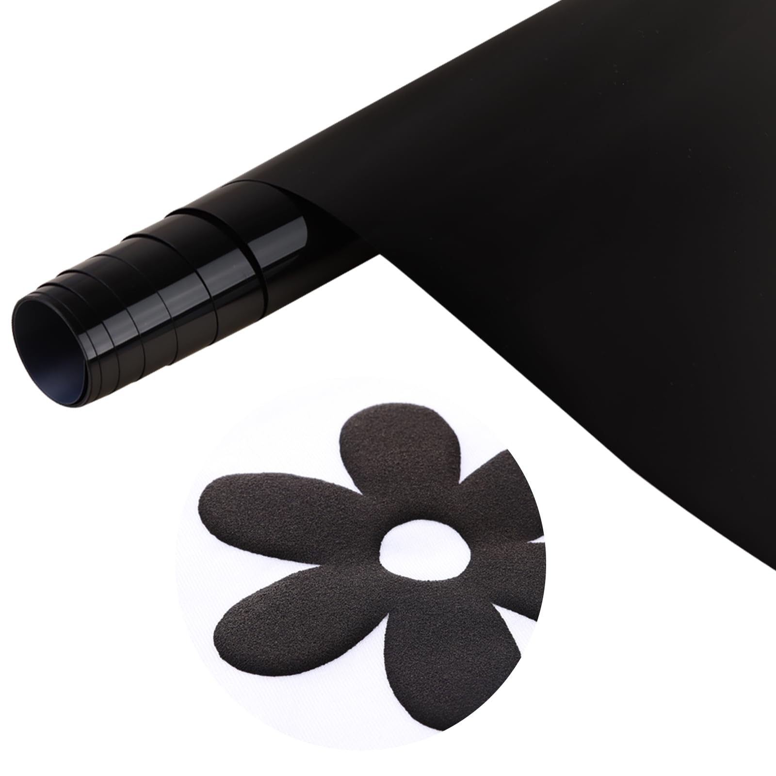 Tintnut Black Puff HTV Vinyl Heat Transfer - 10 inches x 6ft Puff HTV Vinyl Roll 3D Puff Heat Transfer Vinyl Roll Black Puff HTV Roll Iron on Vinyl for T-Shirts Compatible with Cricut/Silhoutte Cameo