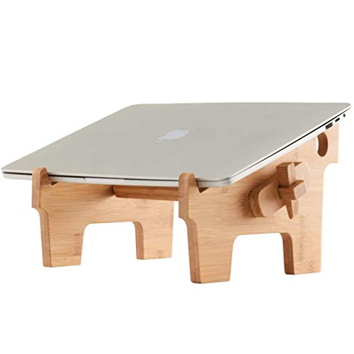 MTWhirldy Laptop Stand Bamboo, Universal Computer Riser Stands Compatible with MacBook Air Mac Pro HP DELL Acer Wood Laptop Holder for Desk (for 11-15inch)