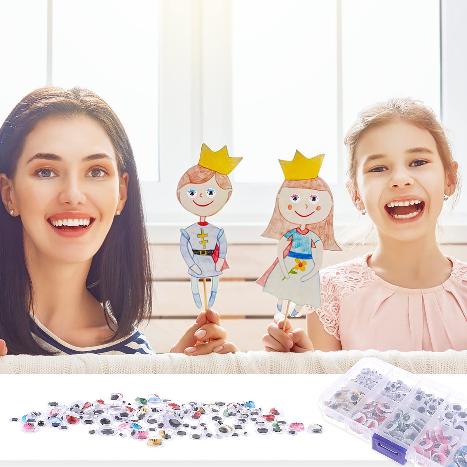 Stick on Eyes for Crafts, 700Pcs Assorted Size 4-12mm Self-Adhesive Googly Eyes Wiggle Eyes Craft Eyes