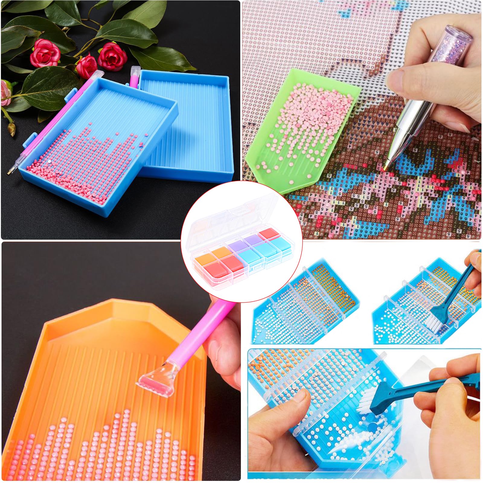 Aphrordity 80 Pcs Diamond Painting Wax with Organizer Box DIY Diamond Art Wax for Diamond Painting Glue Accessories and Tools (4 Colour Styles)