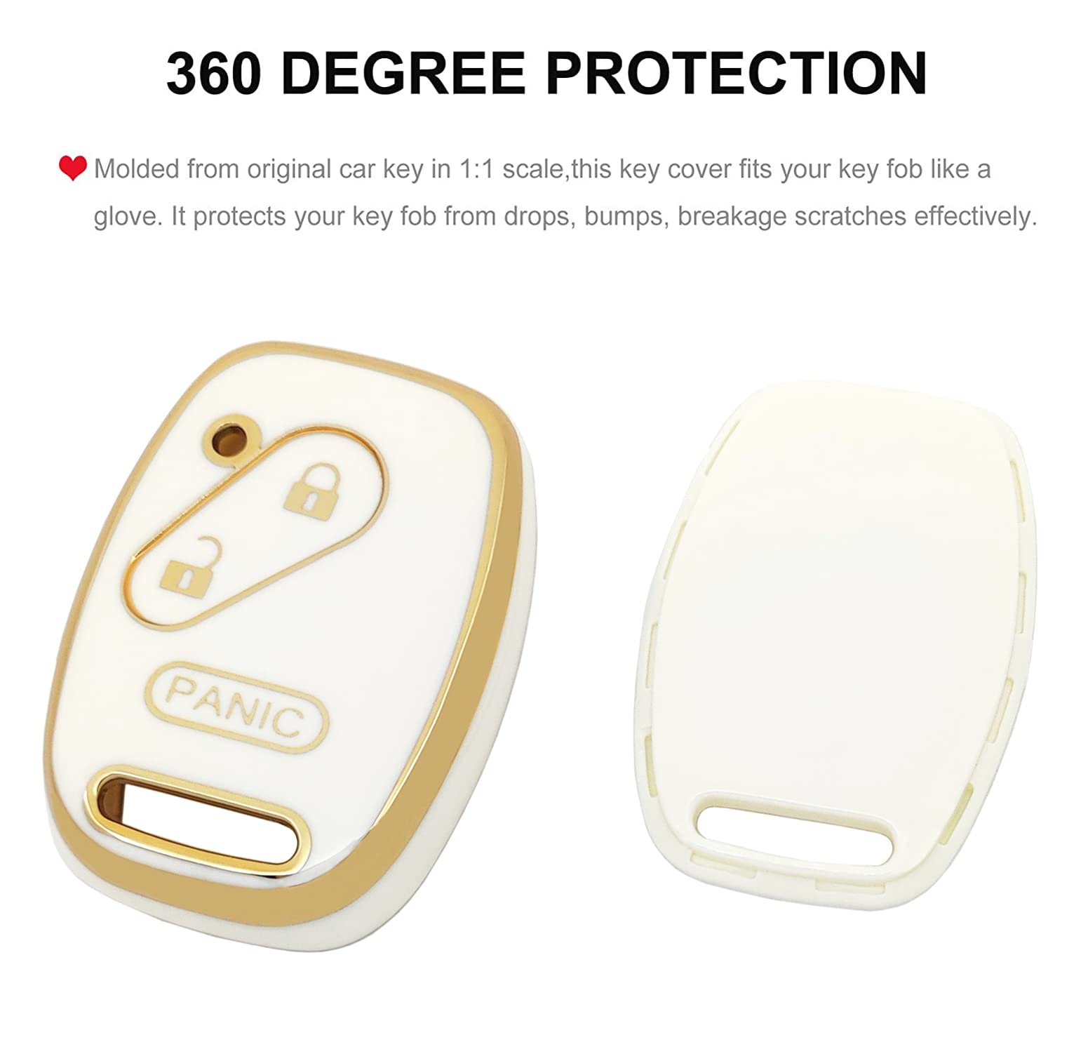 chyoekey Key Fob Cover for Honda with Keychain Soft TPU Car Key Shell Case Protector Compatible with Honda Accord/Civic/CR-V/Fit/Odyssey/Pilot/Ridgeline/CR-Z (White)