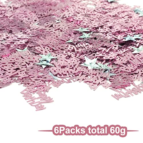 Andiker Table Confetti, 60g Happy Birthday Confetti Metallic Table Scatter for Birthday Party Decoration (Pink Gold)