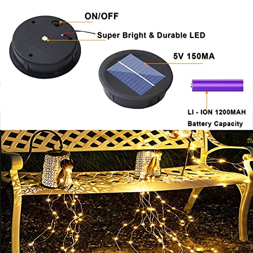 Solar Watering Can with Lights - Solar Lights Outdoor Decorations Large Hanging Solar Garden Lights with Bracket Waterproof Watering Can Landscape Light for Patio Gardening Pathway Gift(Warn White)