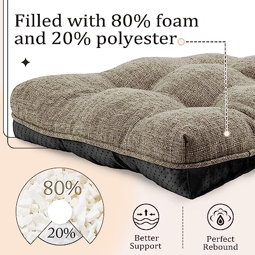 Cozyide Non-Slip Rocking Chair Cushion Set, Soft Rocking Chair Pads Set with Adjustable Ties, Includes Seat Cushion 17x17 Inches & Back Pillow 21x17 Inches, Khaki