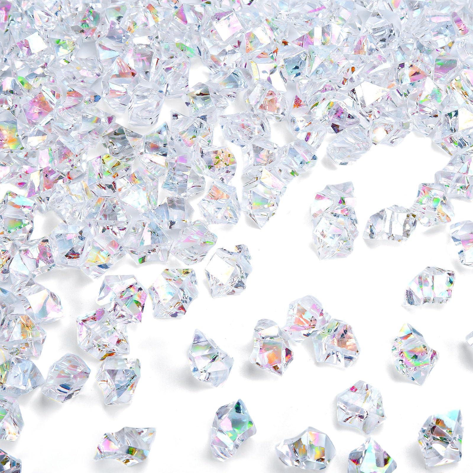FUTUREPLUSX 180PCS Bright Clear Fake Ice Rocks, Acrylic Fake Crushed Ice Rocks Diamonds Gems DIY Crafts Vase Fillers for Party Fish Tank Table Scatter Props Display