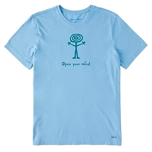 Life is Good. Men's Open Your Mind SS Crusher Tee, Cool Blue, Small