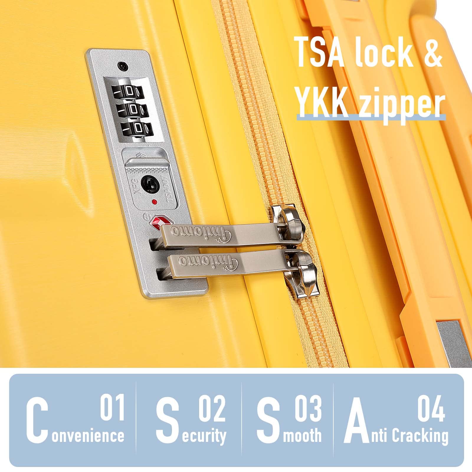 Joyway Luggage Suitcase with Spinner Wheels, Hardside Checked Luggage with TSA Lock, 24 Inch Medium Travel Suitcase (YELLOW,4PCS)