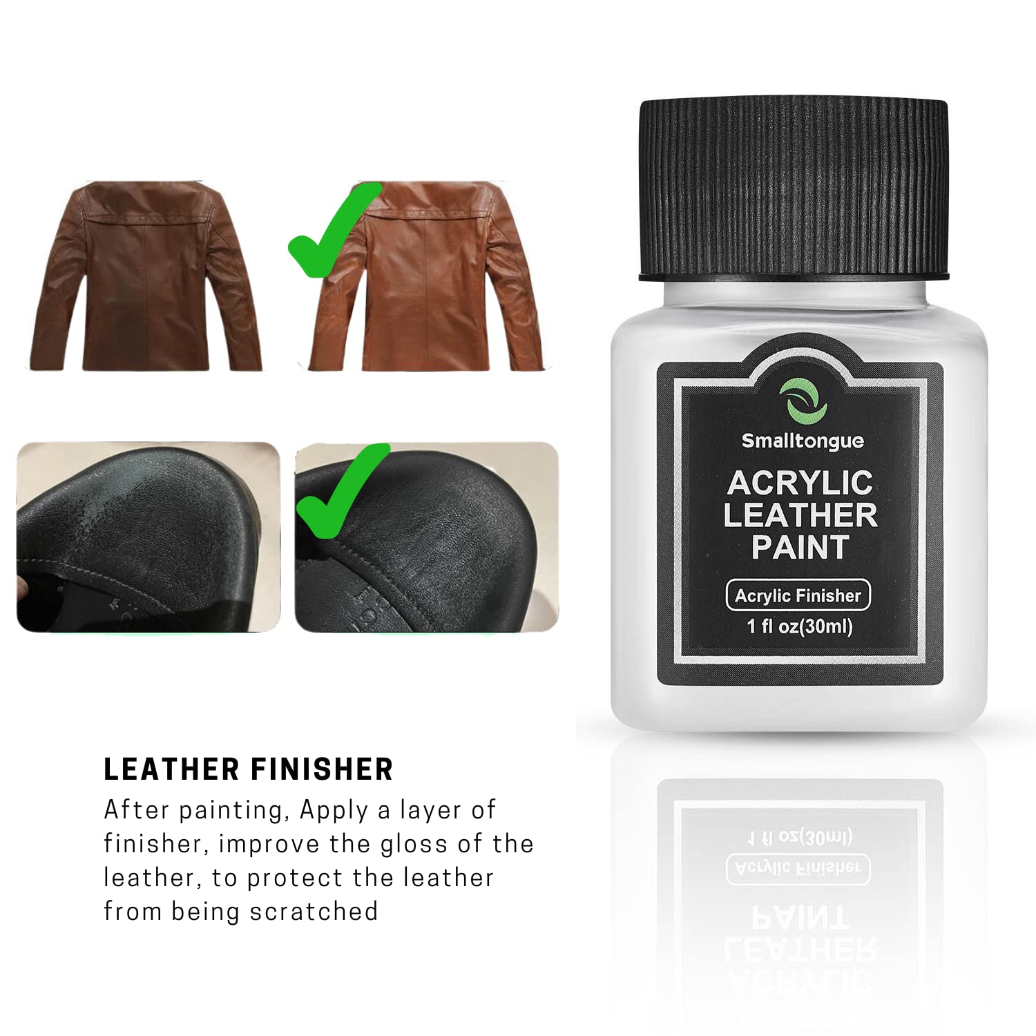 Smalltongue 14 Metal Colors Acrylic Leather Paint Kit, Acrylic Leather Paint kit for Shoe, Sneaker, Bag, Couches, Car Seat, Preparer and Finisher, Gift for Beginner