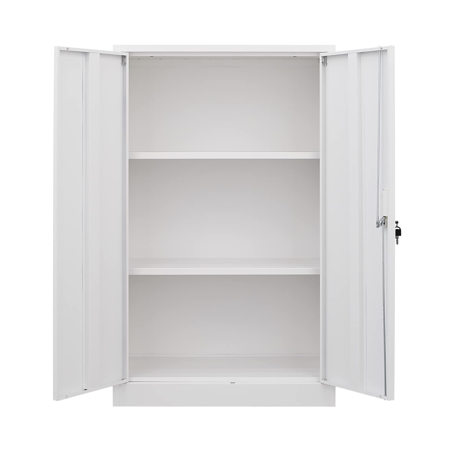 DSHADE Modern Office File Cabinet 3 Tier Metal Filing Cabinet Steel Lateral Office File Cabinets with Lock Doors and Adjustable Shelf Printer Stand Organization for Home Office (White)