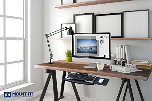 Mount-It! MI-7134 Underdesk Keyboard Drawer with Adjustable Platform, Ergonomic Gel Wrist Pad, Mouse Pad Included, Black