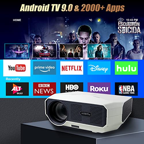 Projector with 5G WiFi & Bluetooth, AMLINK 13000L Full HD 1080P Outdoor Portable Video Projector Support 4K, Home Theater Movie Projector Compatible with HDMI, VGA, USB, Laptop, Smart Phone
