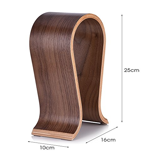 Jacksking Headset Hanger, U Shape Wood Headphones Stand Holder Hanger Wooden Headset Desk Display Shelf Rack, Headphones Stand