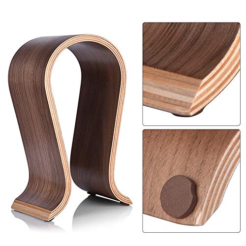 Jacksking Headset Hanger, U Shape Wood Headphones Stand Holder Hanger Wooden Headset Desk Display Shelf Rack, Headphones Stand