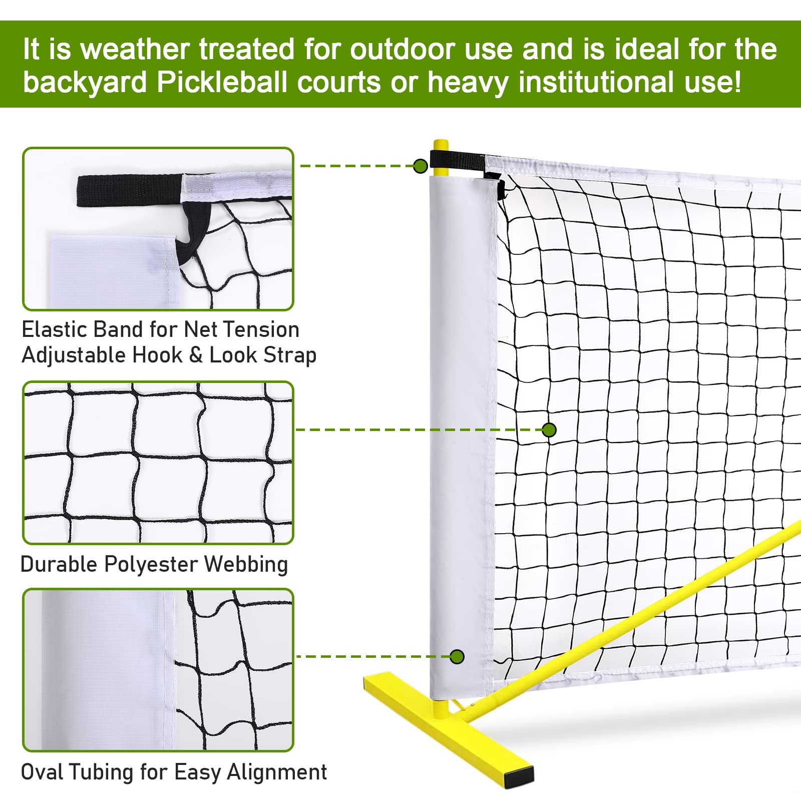 TOBWOLF 22x3ft Pickleball Replacement Net, Indoor Outdoor Pickleball Net for Most Free-Standing Pickle Ball Frame, Official Regulation Size Net for Portable Pickleball Net System