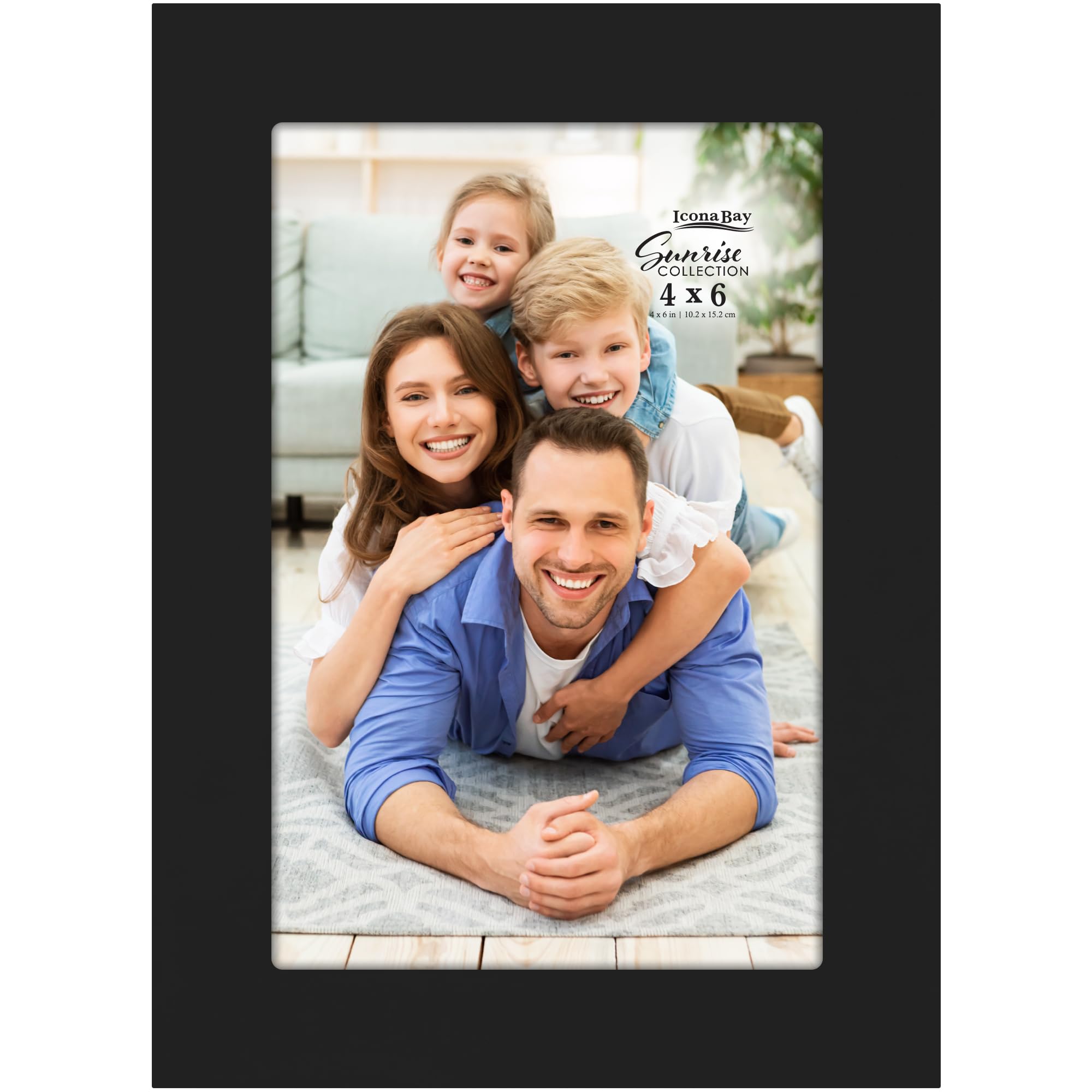 Icona Bay - 4x6 Black Picture Frame - Painted Solid One-Piece Wood Composite, Modern Farmhouse - Sunrise Collection